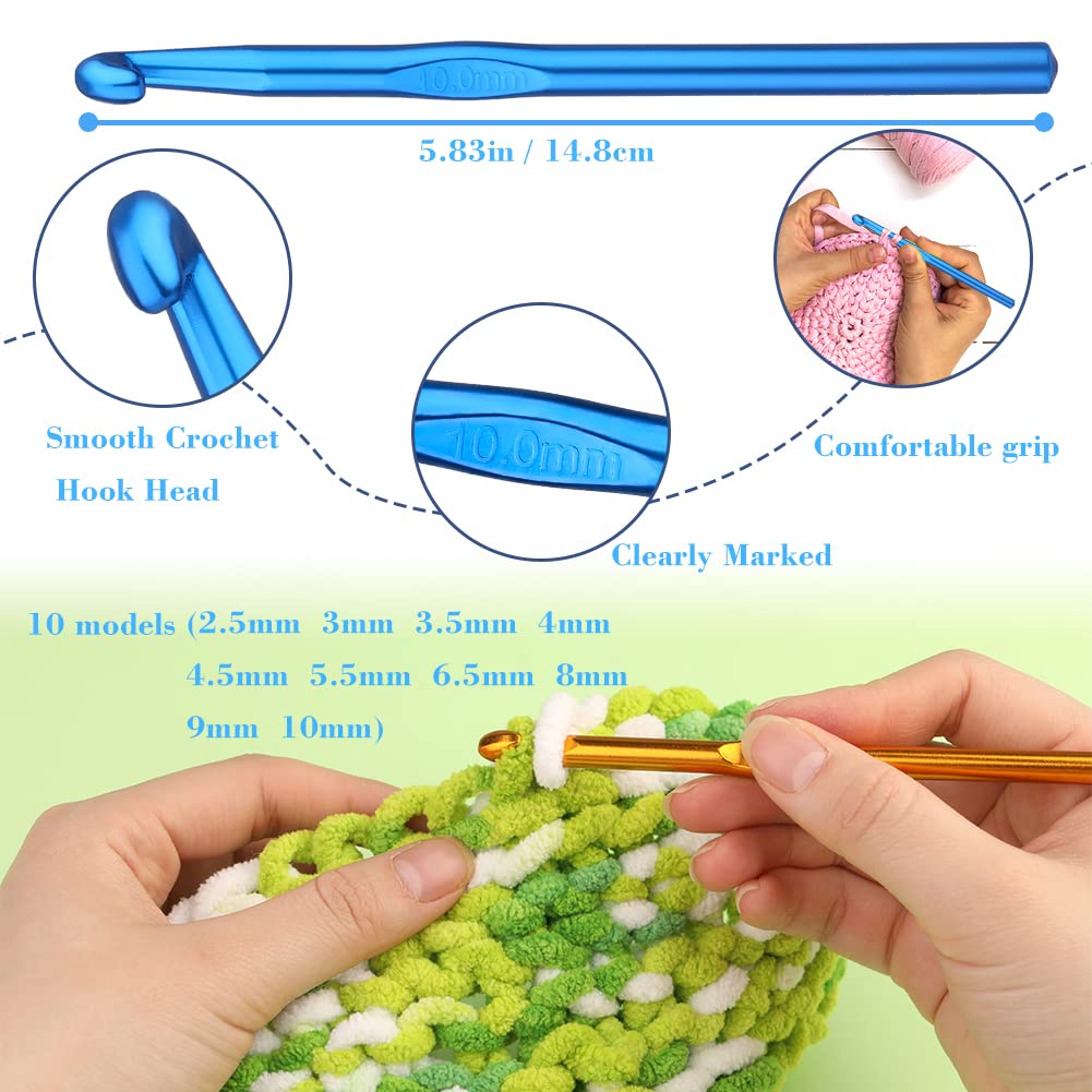Crochet Hooks, 96 Pack Crochet Kit for Beginners, Ergonomic Crochet Hook Set, Soft Grip Crochet Hooks Set, Stitch Markers, Knitting and Crochet Kit for Beginners Adults