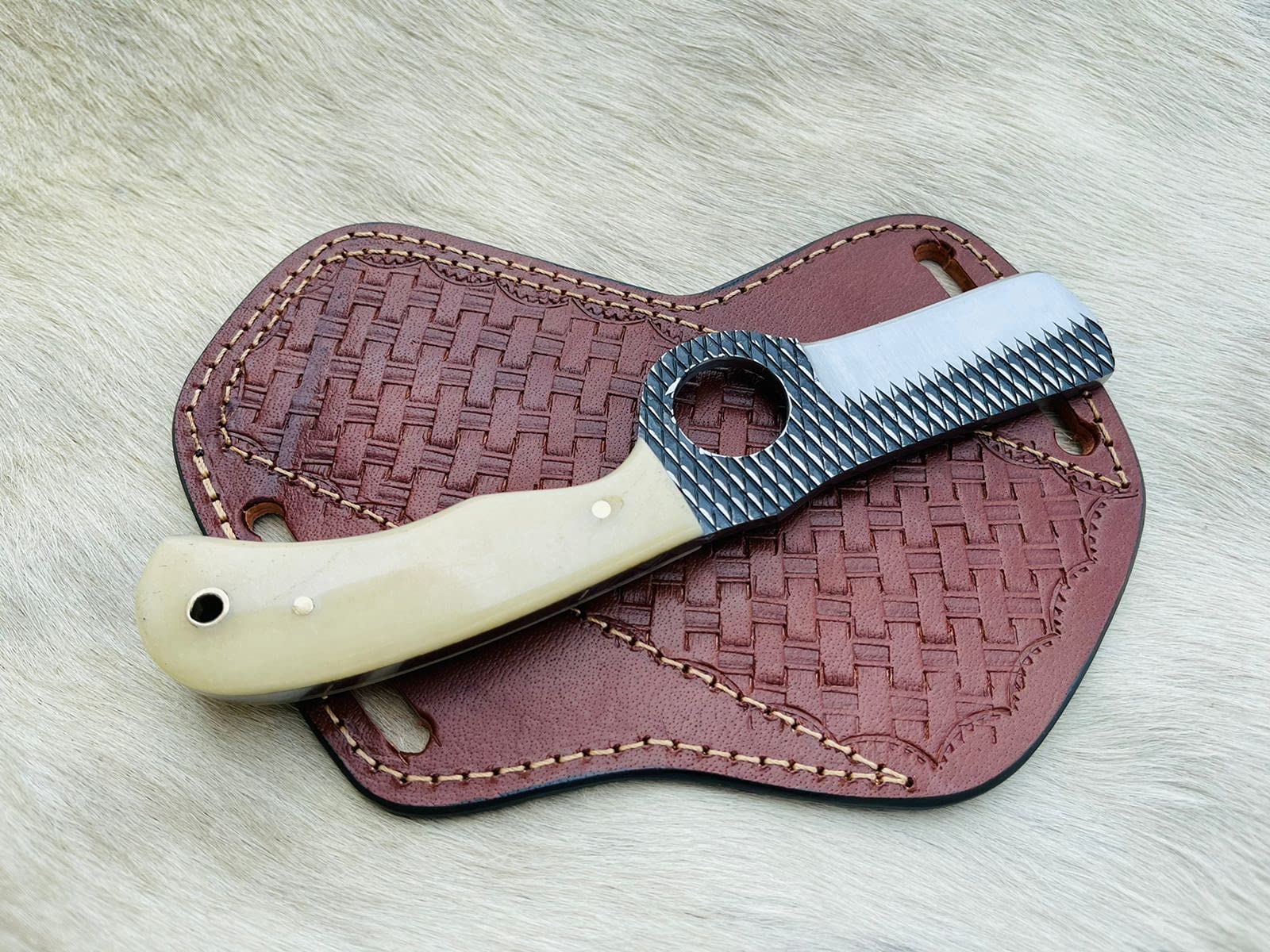 CHK Custom Handmade horse file steel cowboy bull cutter knife