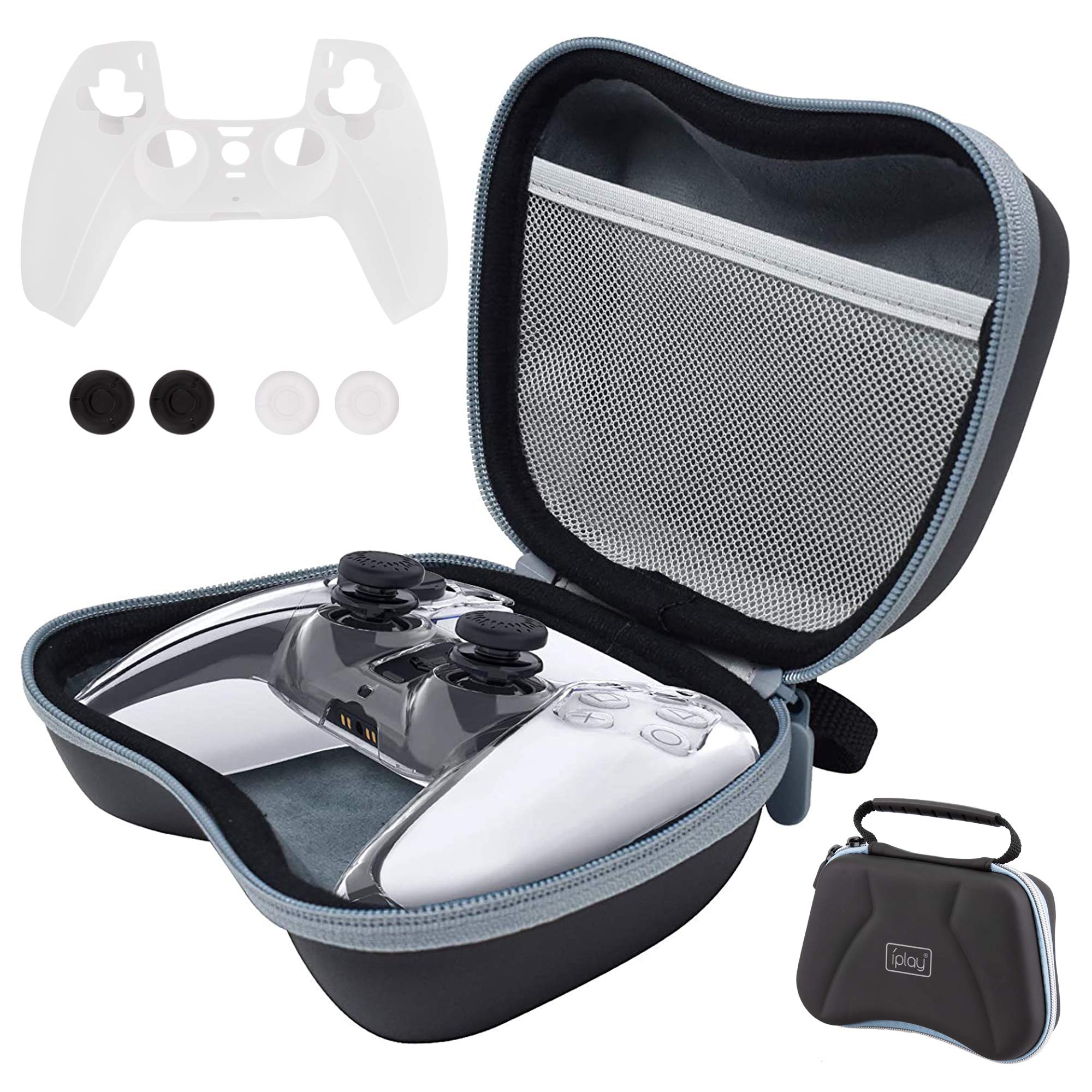 Case for PS5 Controller, LP PS 5 Controller Accessories Kit Including Carrying Travel Hard Case Anti-Slip Dust-Proof Protective Skin and 4 Thumb Grip Caps