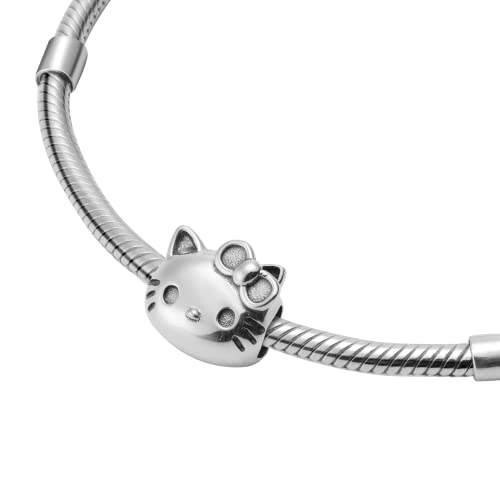 Cute Cartoon Characters 925 Sterling Silver Charm Bead For Pandora & Similar Charm Bracelets or Necklaces (Kitty)