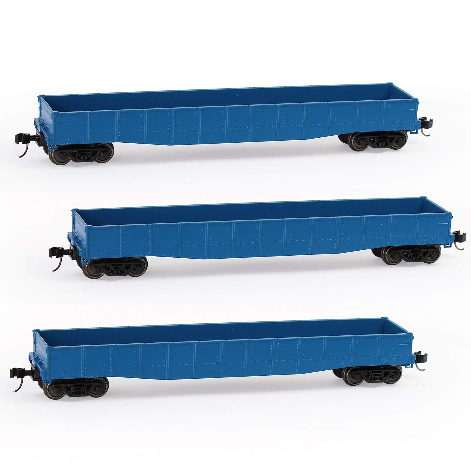 C15014 N Scale 3pcs Gondolas Car 1:160 Model Train Railway Flat Car Wagon (Blue)