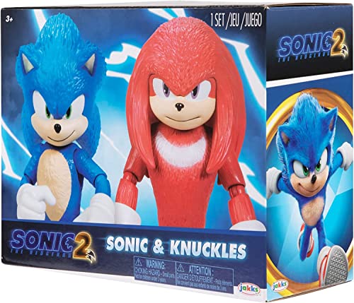 Sonic the Hedgehog Sonic 2 Movie 4" Action Figure 2 Pack - Sonic & Knuckles , Red