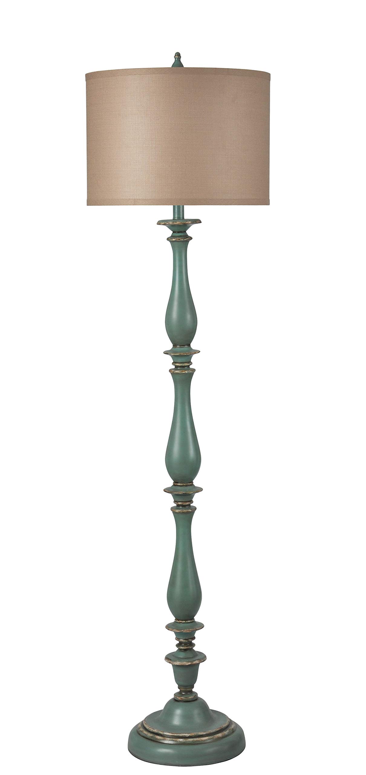 Collective Design L71520CDSAM Charlton, Distressed Blue Finish, Taupe Hardback Silk Shade Floor Lamp