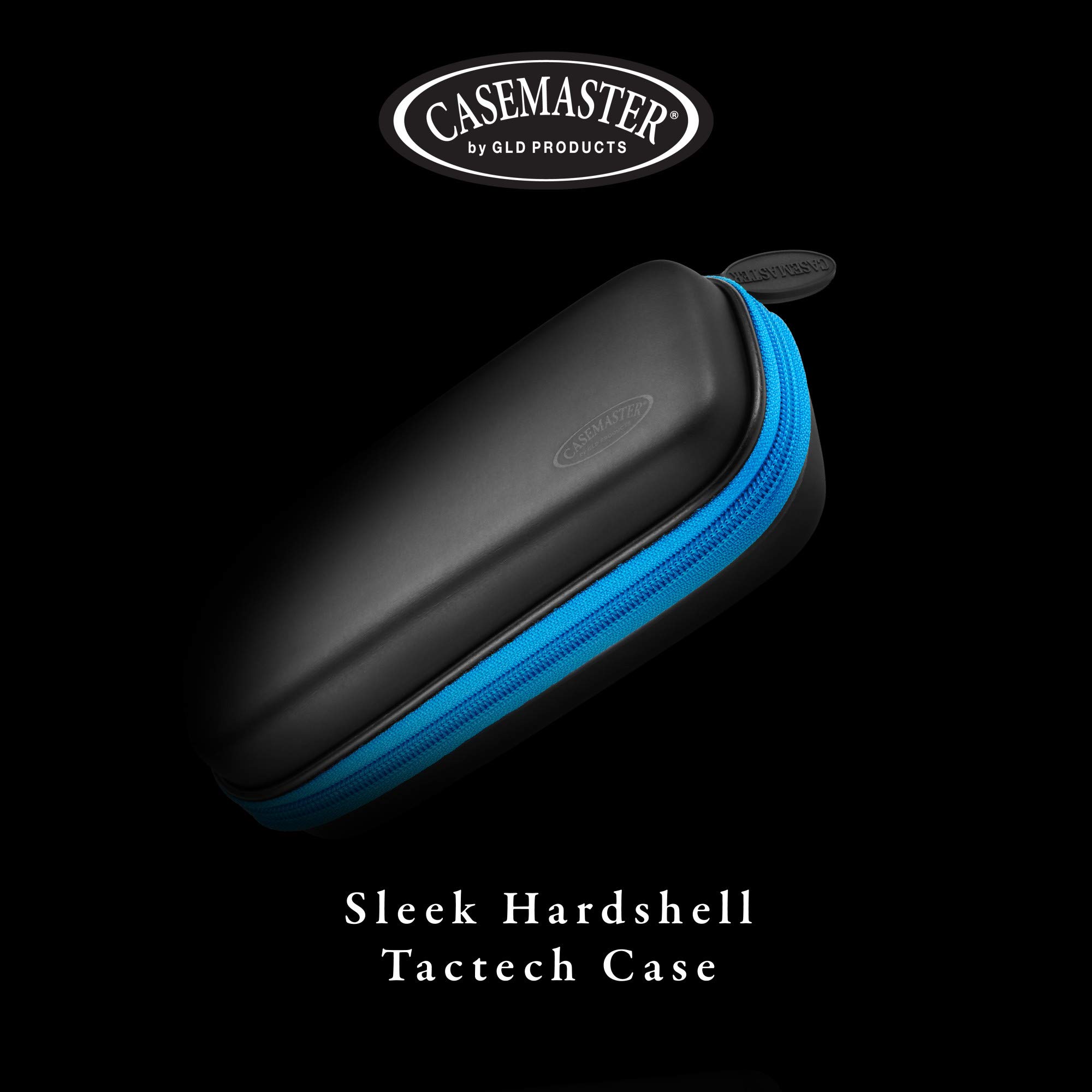 Casemaster Sentry 6 Dart Case Slim, Holds Extra Accessories, Tips, Shafts and Flights, Compatible with Steel Tip and Soft Tip Darts, Impact & Water Resistant TacTech Shell, Blue Zipper
