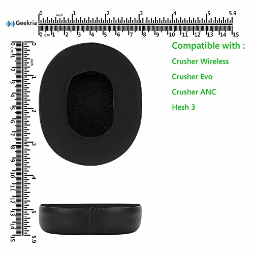 Geekria Sport Cooling-Gel Replacement Ear Pads for Skullcandy Crusher Wireless, Crusher Evo, Crusher ANC, Hesh 3, Hesh Evo, Hesh ANC Headphones Ear Cushions, Headset Earpads, Ear Cups (Black)