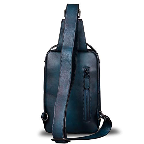IVTG Genuine Leather Sling Bag for Men Crossbody Casual Hiking Daypack Vintage Handmade Chest Shoulder Backpack