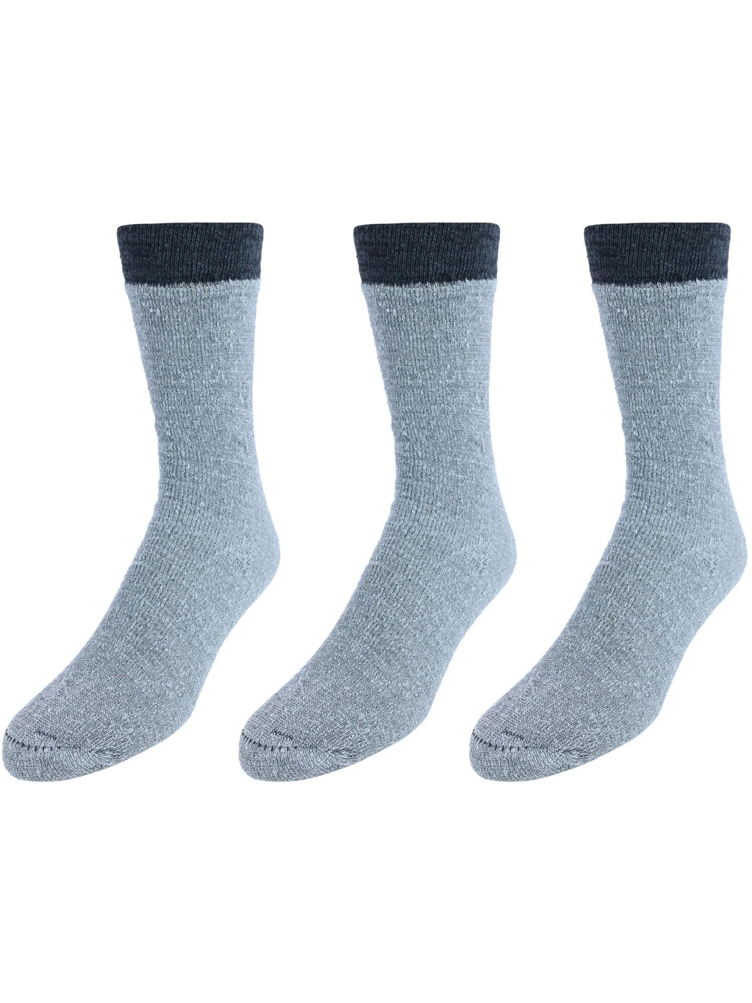 CTM® Men's Merino Wool Boot Crew Socks (3 Pack), Gray