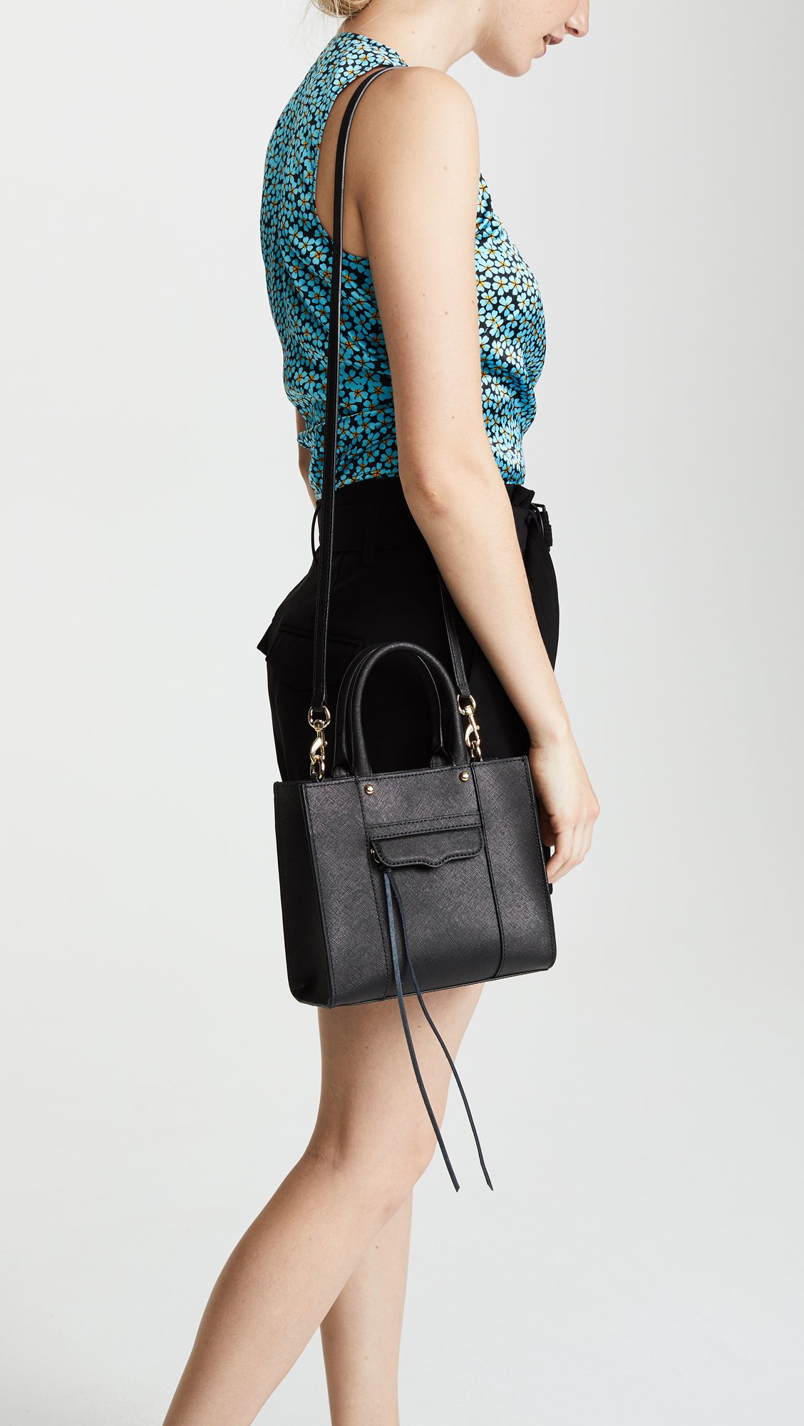 Rebecca Minkoff MAB Tote Mini Cross Body Bag,Black,One Size