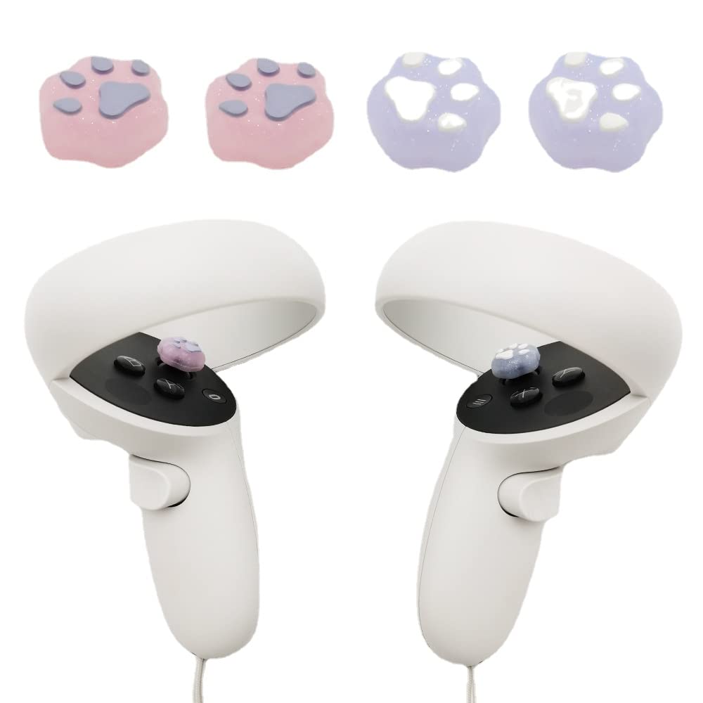 Cute Cat Claw Thumb Grip Cap Silicone Soft Protective Cover Controller Thumbstick Case for Quest 3/ Quest 2 VR Controllers
