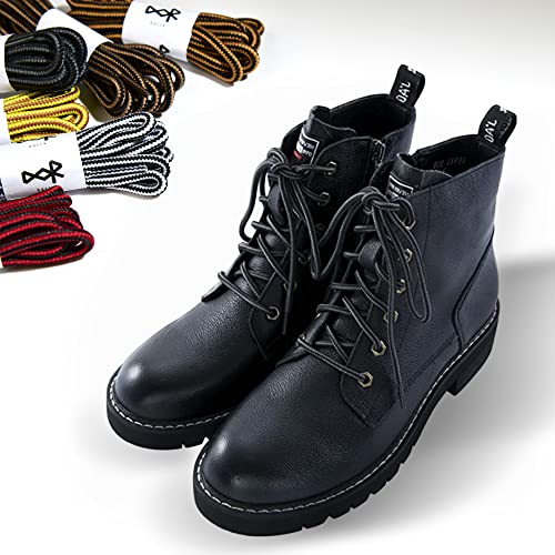 DOR QUEEN Round Work Boots & Hiking Shoelaces [1 Pair] Heavy Duty and Durable Shoelaces for Boots (Black/Gray, 160cm/63in)
