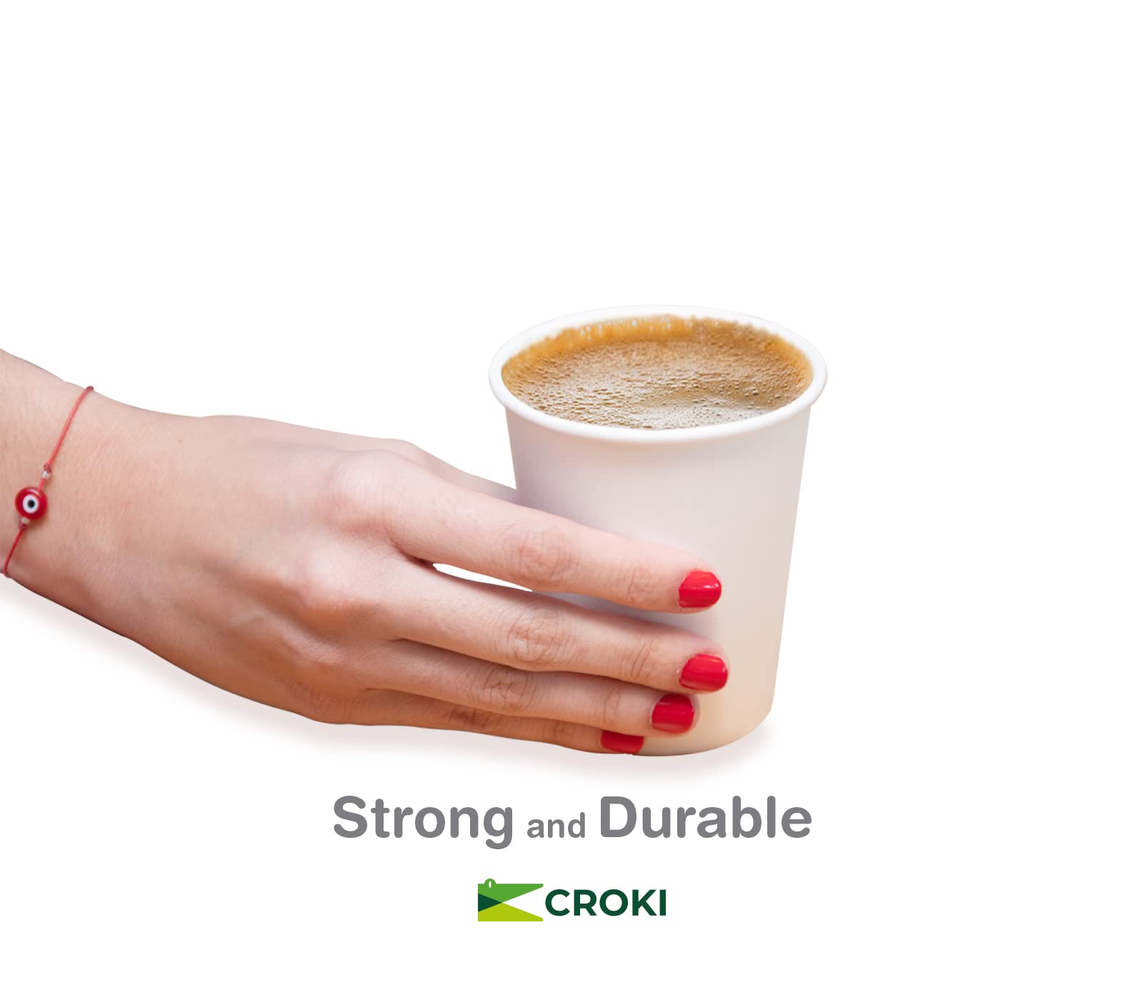 Croki 12 oz. White Paper Coffee Cups - 100 Count - Disposable Hot/Cold Beverage Drinking Cups Ideal for Coffee, Tea, Water, Juice