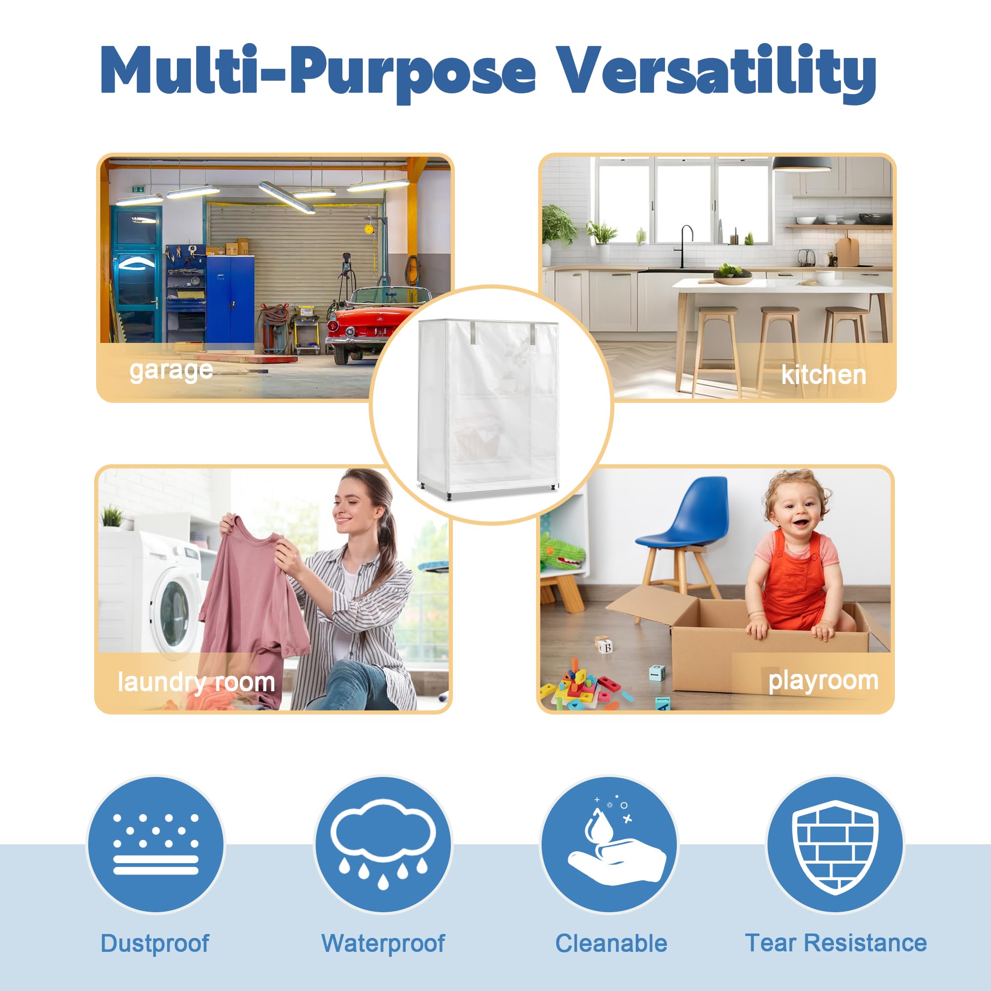 IndigoTempest9 Frosted PVC Waterproof 3 Shelf Wire Rack for Wire Shelf Cover - 24" W x 14" D x 30" H - Protects from Dust and Debris - Only Cover (Transparency)
