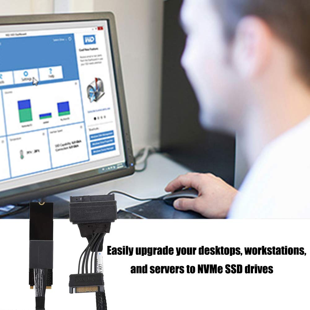 Connecting Cable to NVMe SSD Drives U.2 to M.2 Cable SF-8639 Connecting Cable for 750 P4610 983, 2.5 Inch NVMe U.2 Solid State Drive SF8639 Interface to M.2 line