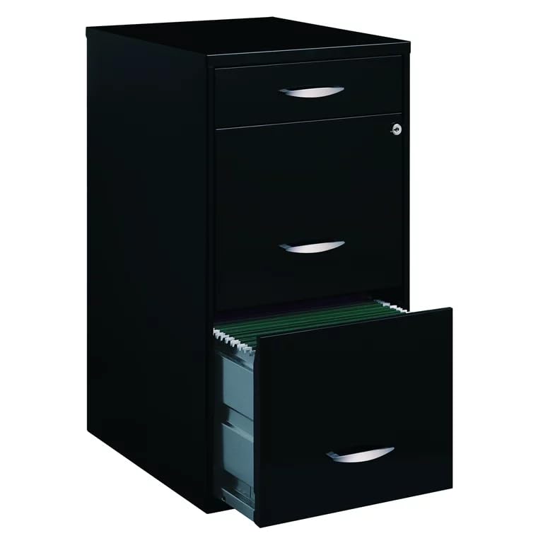 CRIOH Filing Cabinet 18" W, 3-Drawer Organizer File, Black