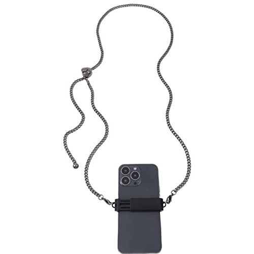 Portable phone clip adjustable crossbody chain phone chain accessories metal chain phone case lanyard phone lanyard crossbody rope (Cell phone clips and chains(Gun Black color)X02)