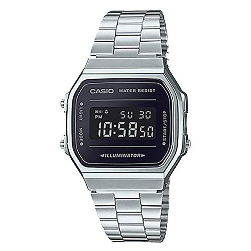 Casio A168WEM-1 Men's Youth Collection Mirror Dial Alarm Chronograph Illuminator Digital Watch