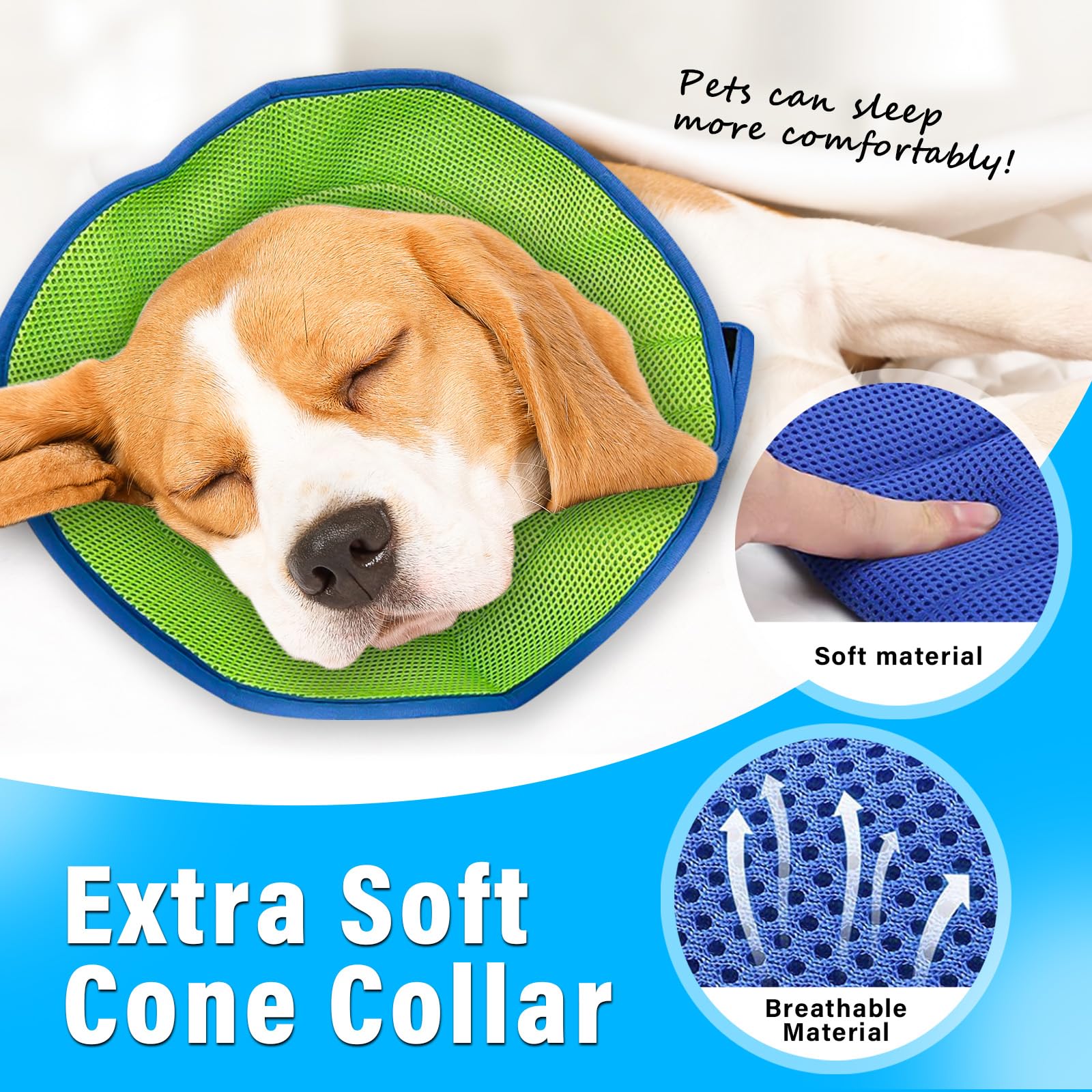 iTecFreely-Soft-Dog-Cone-Collar-After-Surgery Extra-Soft-and-Adjustable-Dog-Recovêry-Cone-Collar Breathable-Lightweight-Dog-Cone-Collar-Suitable-for-Large-Dogs