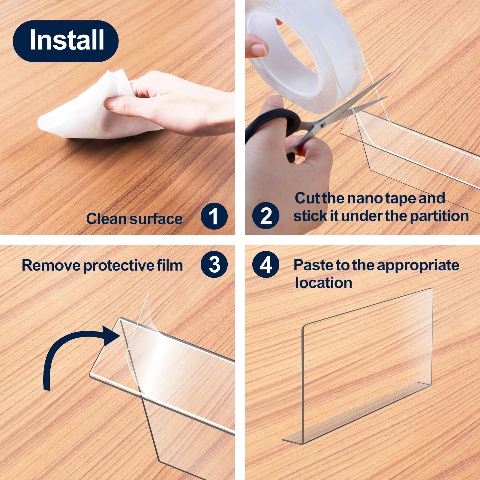 Uzpomel Acrylic Shelf Dividers for Closet Organization,Sweater Organizer for Closet - 6pack 8” Tall Clear Plastic Shelf Dividers for Closets Shelves Cabinets