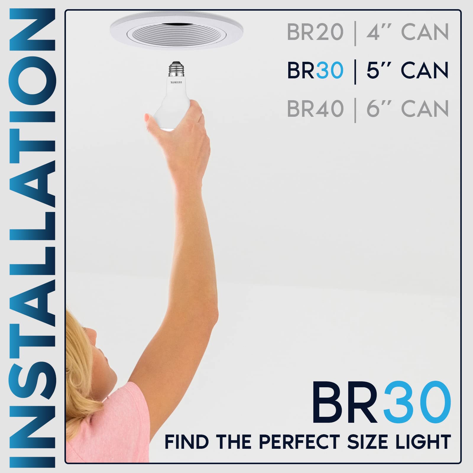 LUXRITE 4-Pack BR30 LED Bulb, 65W Equivalent, 6500K Daylight, Dimmable, 650 Lumens, LED Flood Light Bulbs, 8.5W, Energy Star, E26 Medium Base, Damp Rated, Indoor/Outdoor - Living Room and Kitchen