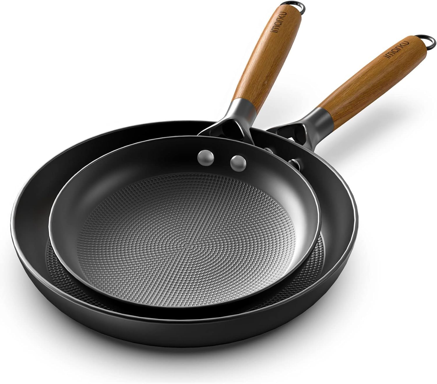 imarku Non Stick Frying Pans - 8 inch & 10 inch Frying Pan Nonstick Set, Honeycomb Lock Oil Cast Iron Skillets, Dishwasher Safe, Induction Compatible, Stay-cool Handle Pans, Christmas Gifts