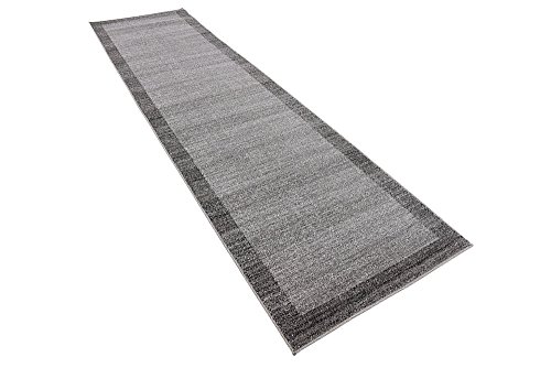 Unique Loom Del Mar Collection Area Rug - Abigail (2' 7" x 10' Runner, Light Gray/ Black)