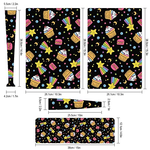 Cute Macaroons, Cakes and Rainbow Full Protective Skin Cover Design Wrap Decal Sticker Compatible with PS5 Digital Edition Console and Controller
