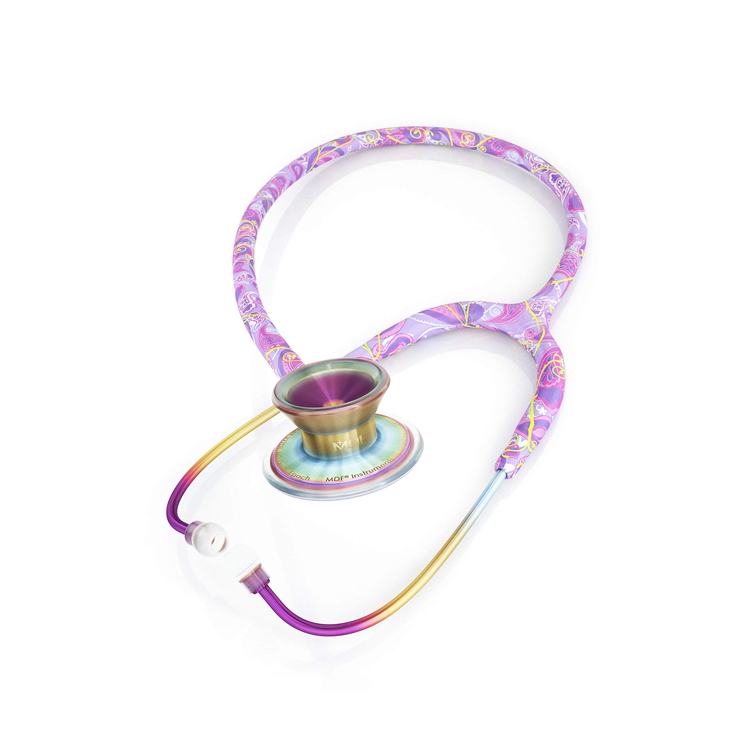 MDF Instruments Purpaisely Kaleidoscope MD One Epoch Lightweight Titanium Stethoscope + MDF Pediatric Attachment with Clip