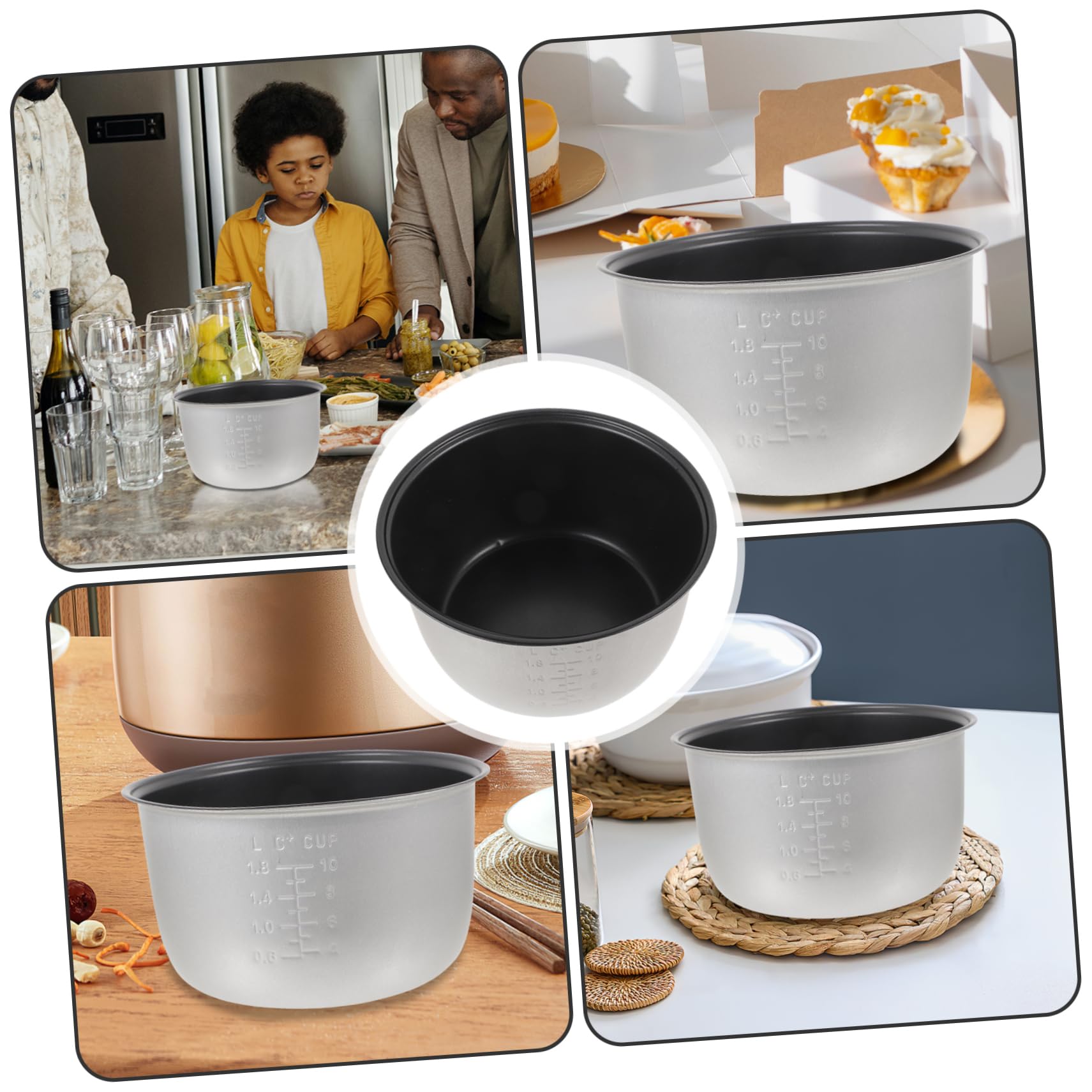 Luxshiny Rice Container Power Cooker Replacement Inner Pot 4L Non-stick Interior Inner Cooking Pot Electric Pressure Cooker Pot Liner Perforated Baking Mat
