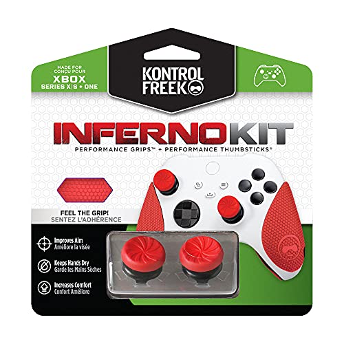 KontrolFreek FPS Freek Inferno Performance Kit for Xbox One and Xbox Series X Controller | Includes Performance Thumbsticks and Performance Grips | Red
