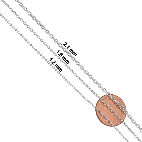 Kooljewelry Sterling Silver Round Cable Chain Necklace (1.2 mm, 16 inch)