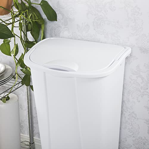 Sterilite 10938006 11 Gallon/42 Liter SwingTop Wastebasket, White, 6-Pack