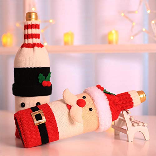 NEILDEN Cute Christmas Sweater Wine Bottle Cover, Handmade Wine Bottle Sweater for Christmas Decorations Cute Christmas Sweater Party Decorations 2pcs