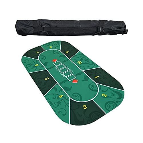 Craps and Roulette Table Felt Poker Tablecloth 1.2x0.6m Texas Poker Mat Suede Rubber Table Cloth Table Top Digital Print Casino Poker Board Game with Carrying Bag (Color : Blue)
