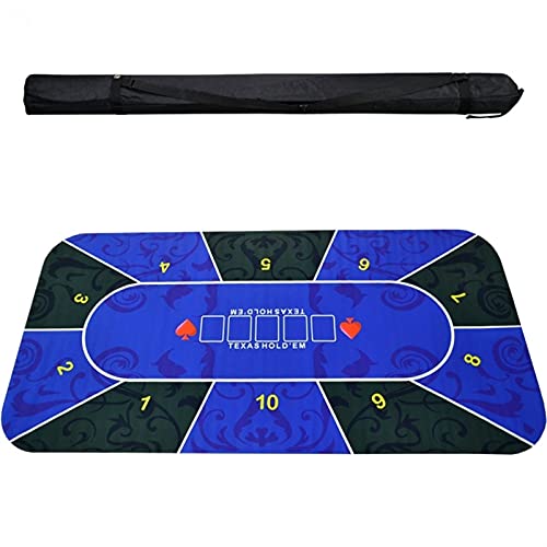 Craps and Roulette Table Felt Poker Tablecloth 18090cm Texas Table Cloth Poker Board Game Rubber Pad Casino Gaming Roulette Dice Betting Mat Colors Poker Table Mat (Color : Blue)