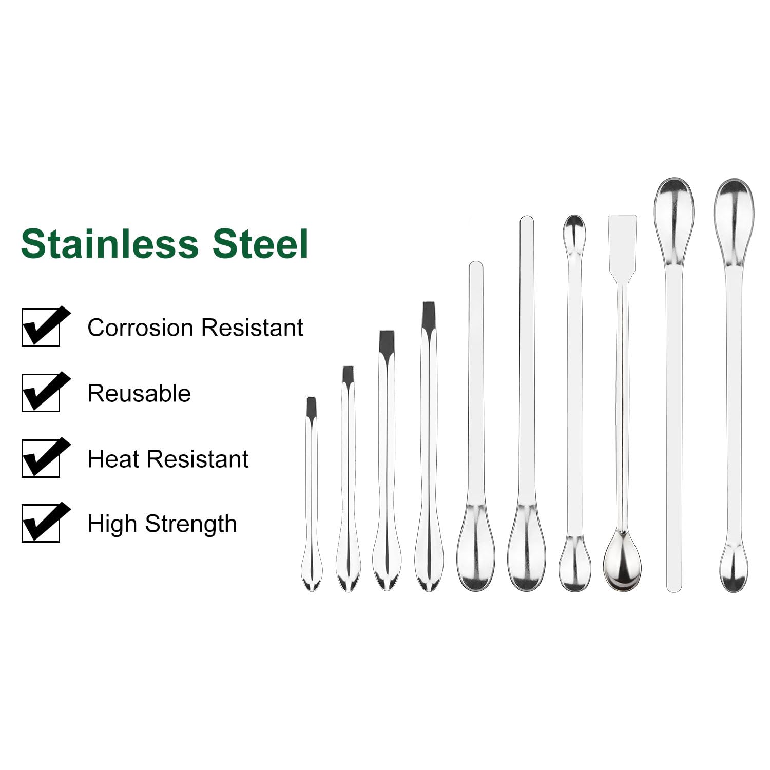 FunChem Micro Spoons, 10 pcs Set of Laboratory Micro Spoons, Sampling Spoons for Precise Weighing
