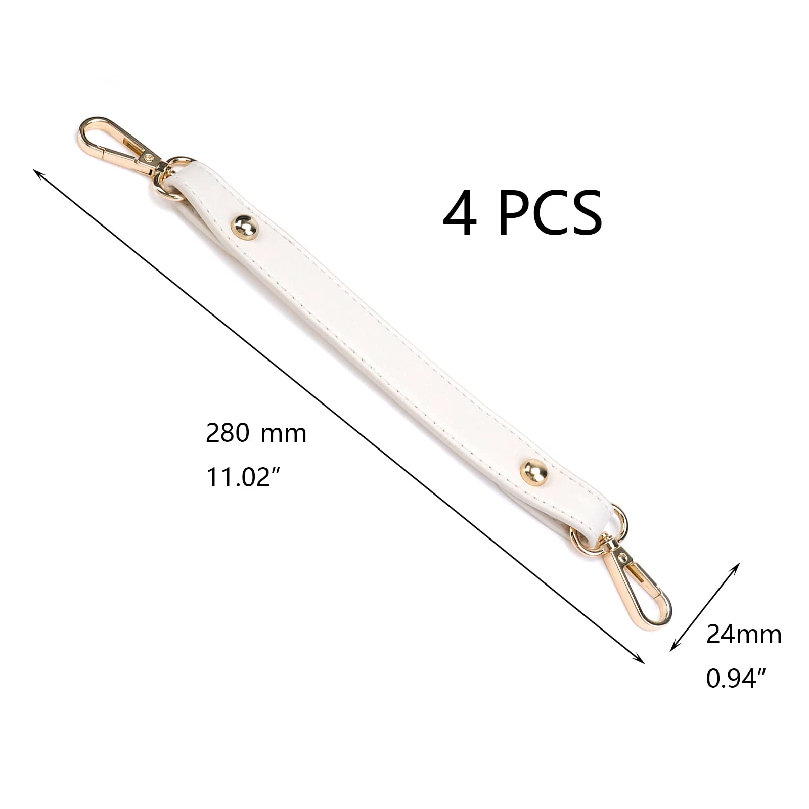 Crapyt L11.02" Bag Chain with PU Leather Strap White Wrap Replacement for Purse/Handbag/Bag Elegant Stylish 4 Pack Replacement with Zinc-Alloy Buckle