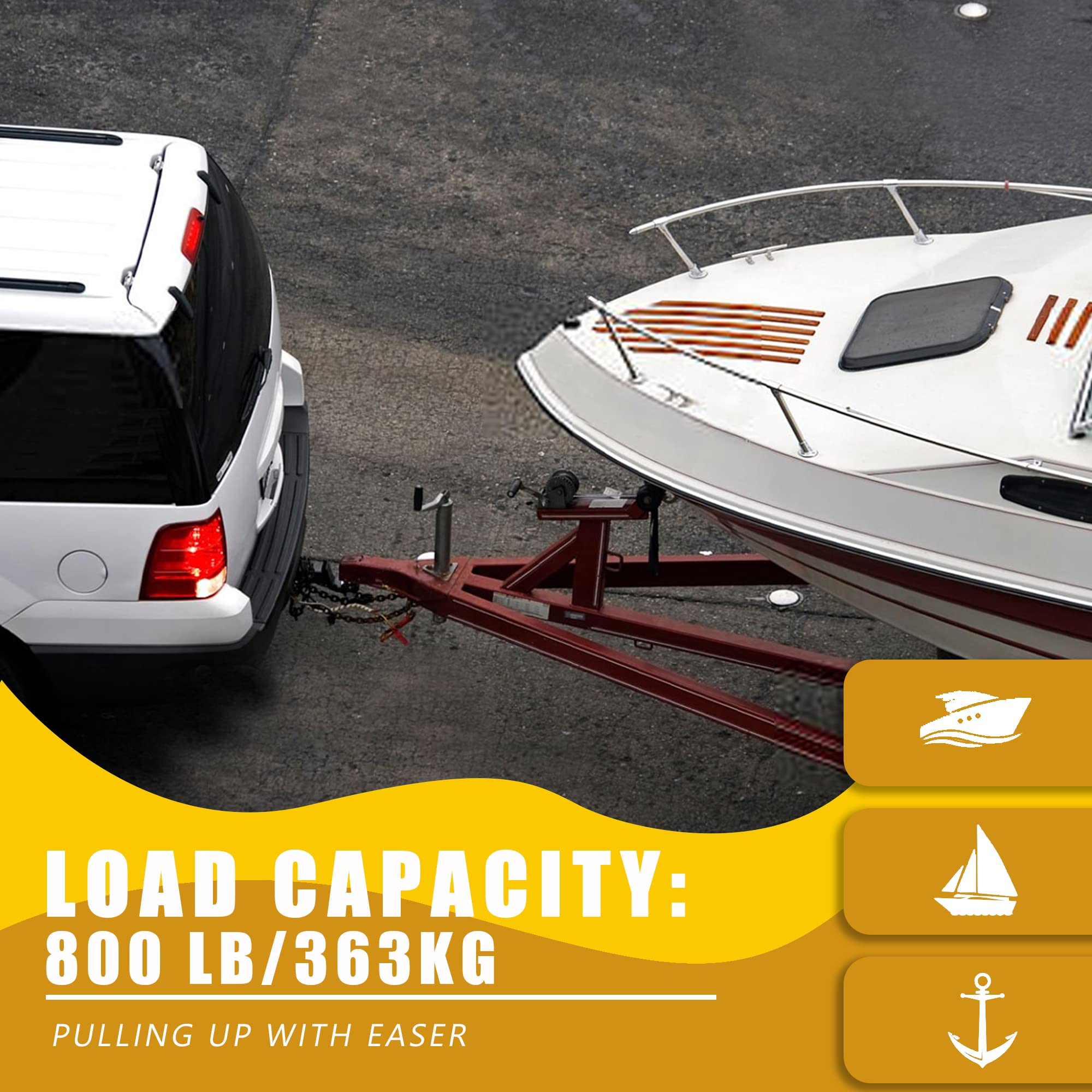 Capacity Heavy Duty Hand Winch, Hand Crank Strap Gear Winch with Steel Wire, Manual Operated Two-Way Ratchet ATV Boat Trailer Marine
