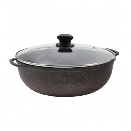 IMUSA 3.5 Quart Nonstick Fuzion Caldero with Tempered Glass Lid