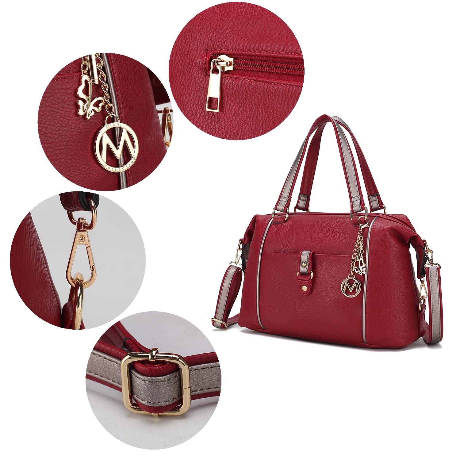 MKF Collection Lightweight Satchel Travel Bag for women, Vegan Leather Large Shoulder Handbag Purse