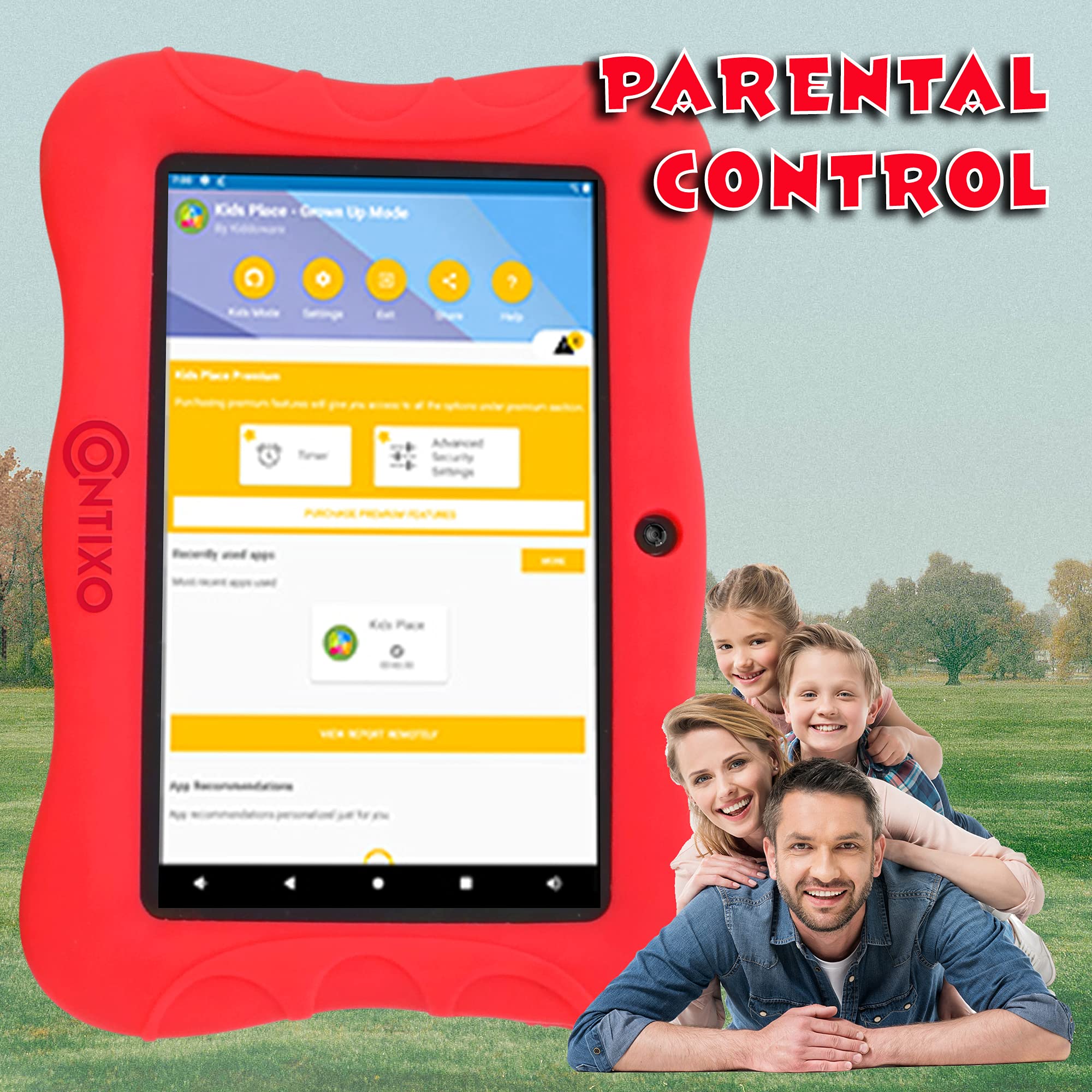 Contixo 7 inch Kids Learning Tablet Bundle - 2GB RAM 32GB Storage, Bluetooth, Android 10, Dual Cameras, Parental Control, Kids Bluetooth Headphone & Tablet Bag