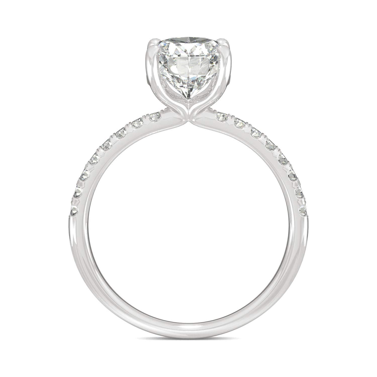 Charles & Colvard Created Moissanite 9x7mm Oval Cut Engagement Ring for Women | 2.34 cttw DEW | Lab Grown | Solid 14K White Gold with Rhodium | Size 6