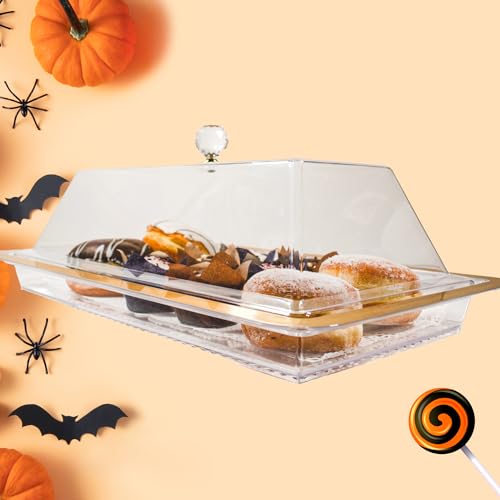 Glitz Halloween Acrylic Cake Stand with Dome Lucite Serving Tray with Lid Wedding Cake Stand with Cover Dessert Stands with Doilies Pastry Display Tray Party Cake Plate with Dome Cookie Tray