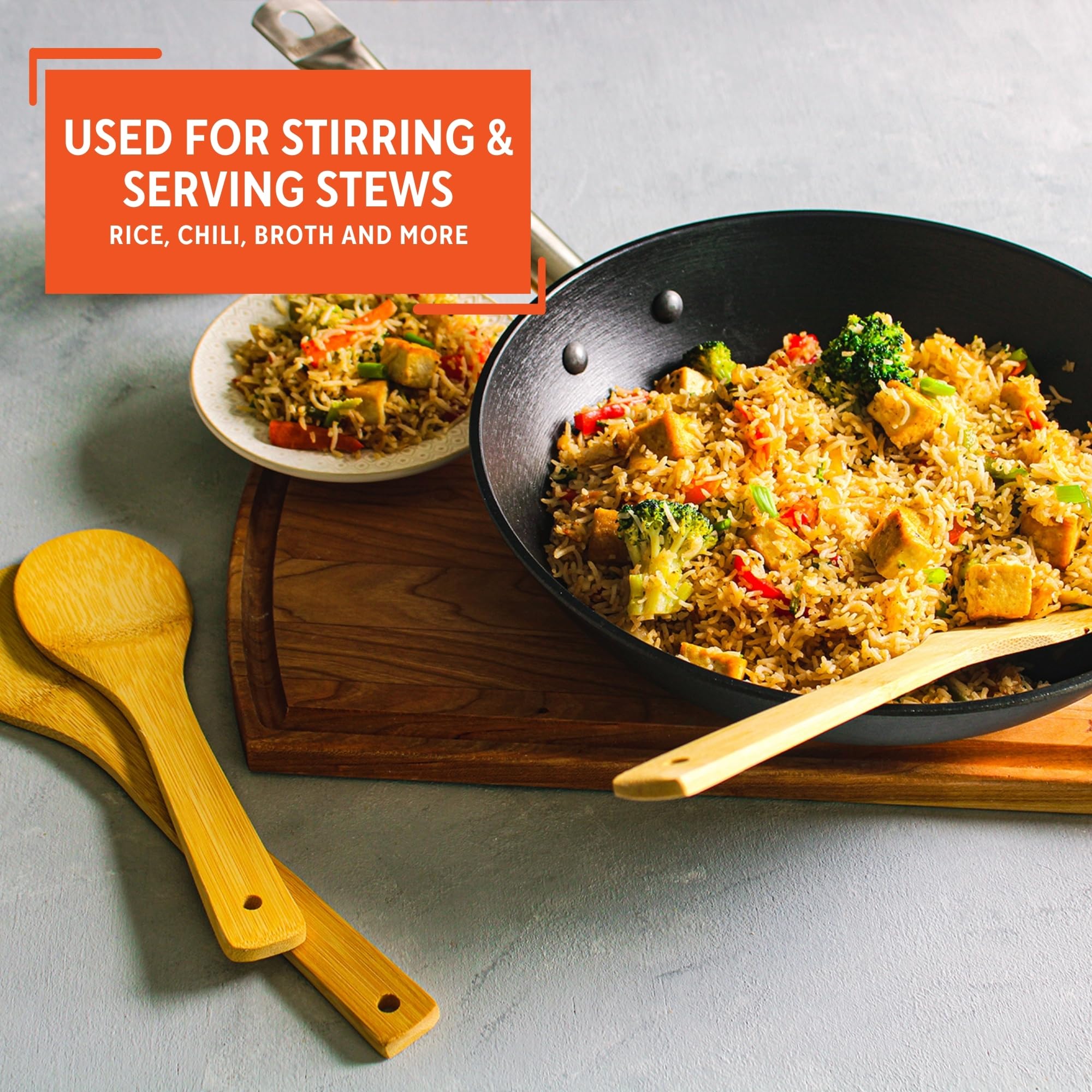IMUSA USA Cookware Spoon Set 3-Piece, Bamboo