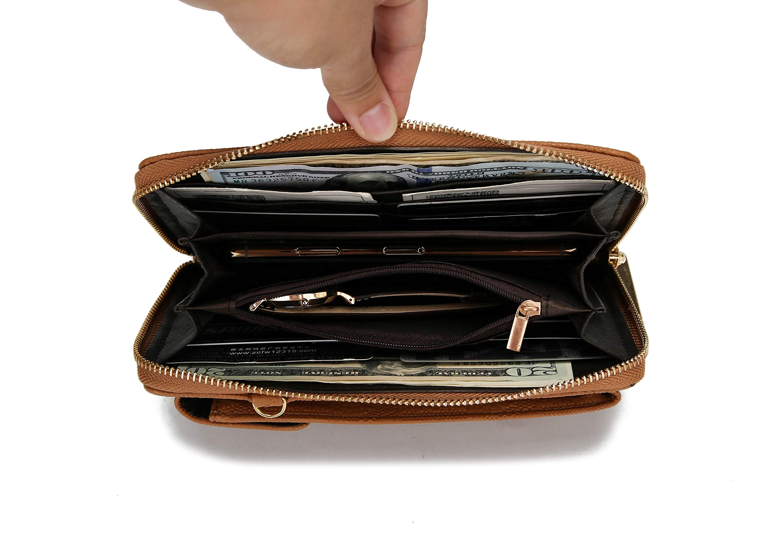 MKF CollectionCrossbody Cellphone Handbag for Women Wallet Purse – PU Leather Multi Pockets Clutch Bag, Wristlet Strap Black by Mia k