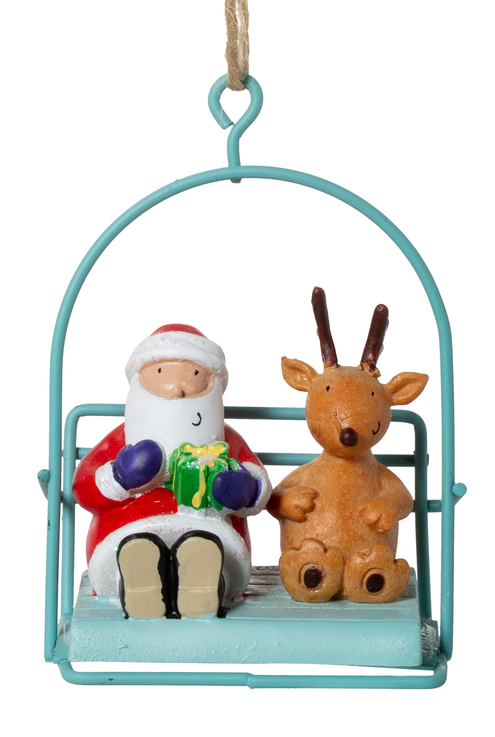 Cape Shore Santa Claus and Reindeer Ski Lift Christmas Holiday Ornament