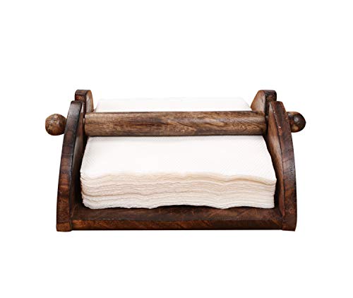 Farmhouse Wood Napkin Holder, Napkin Holder for kitchen Tables, Dinner Tables, Picnic Tables, Napkin Holder Primitive Vintage Farmhouse Napkin Storage Dispenser Indoor - Outdoor Use - 7 Inch - Burnt