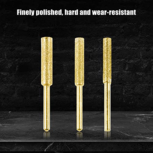 JOJOCY 54 Pcs Diamond Chainsaw Sharpener Bits in 3 Sizes 5/32,3/16, 7/32 inch,Titanium Plated Burr Stone File Wheels Polishing Grinding Tool for Electric Gold Chain Saw Jewelry Stone