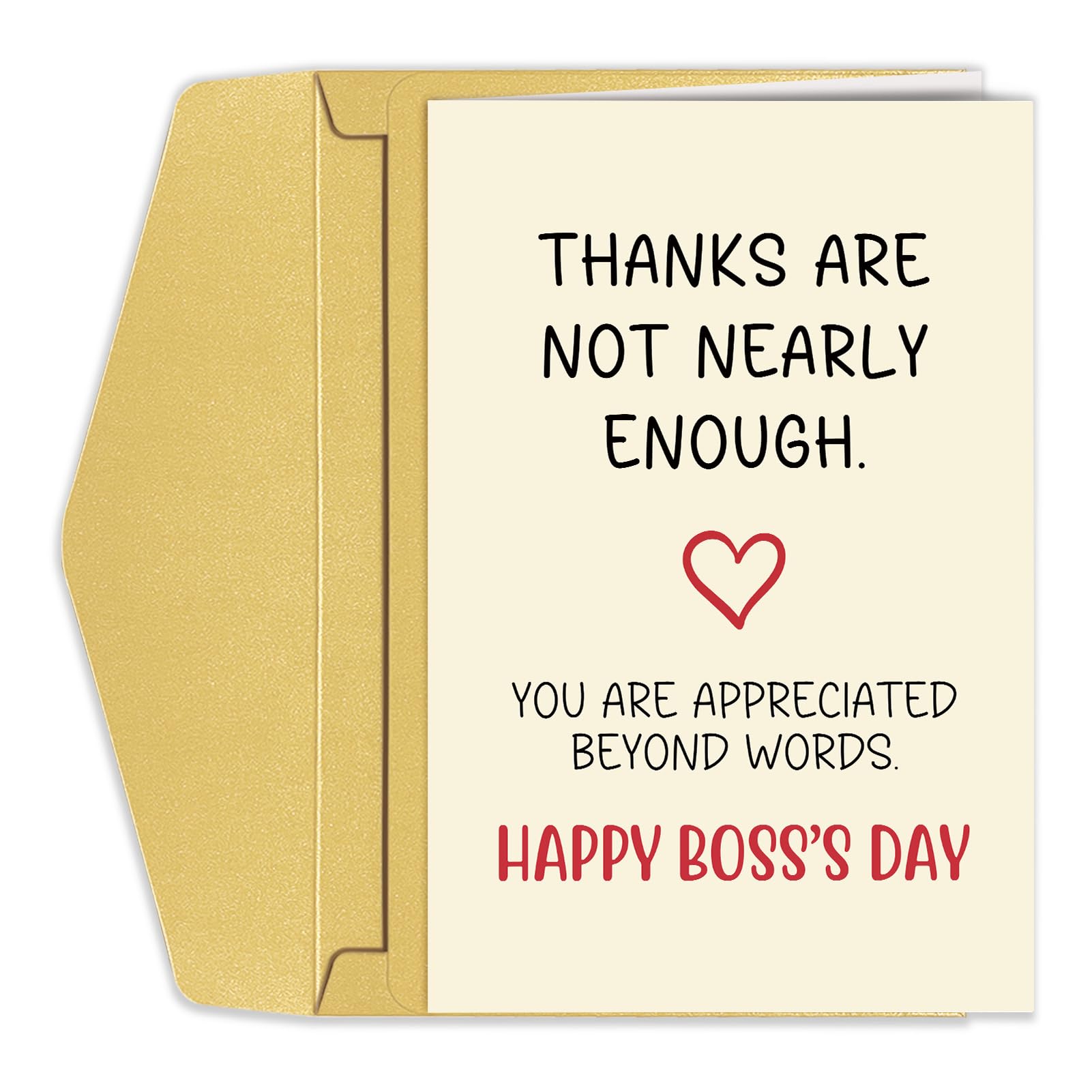 Funny Boss’s Day Card for Men Women, Boss Appreciation Card from Employee, Happy Boss Day Card Gift for Mentor Employer Leader, Thanks Are Not Nearly Enough