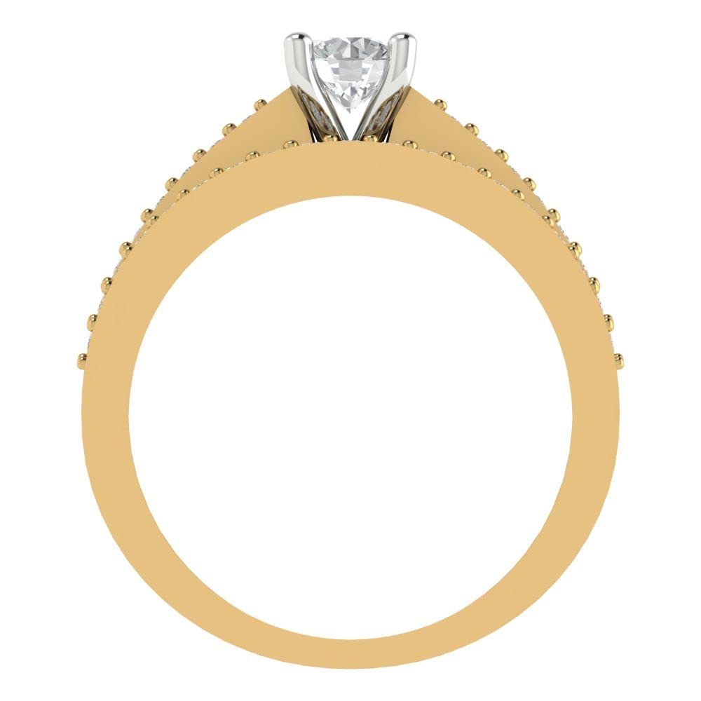 Clara Pucci 1.20ct Round Cut Solitaire Lab Created White Sapphire Engagement Promise Anniversary Bridal Ring Band set 14k Multi Gold 9.75