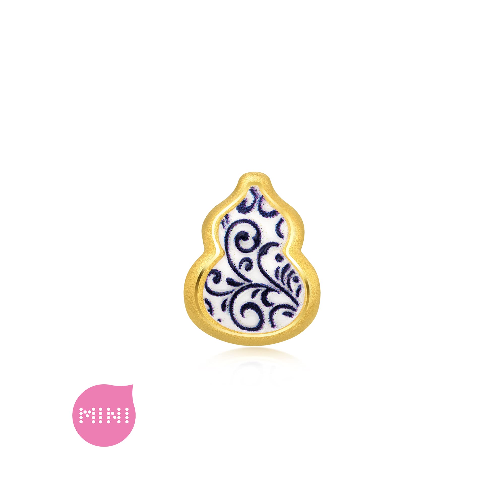 CHOW SANG SANG 999 24K Solid Gold Blue and White Porcelain Mini Charm Bracelet for Women 92527C